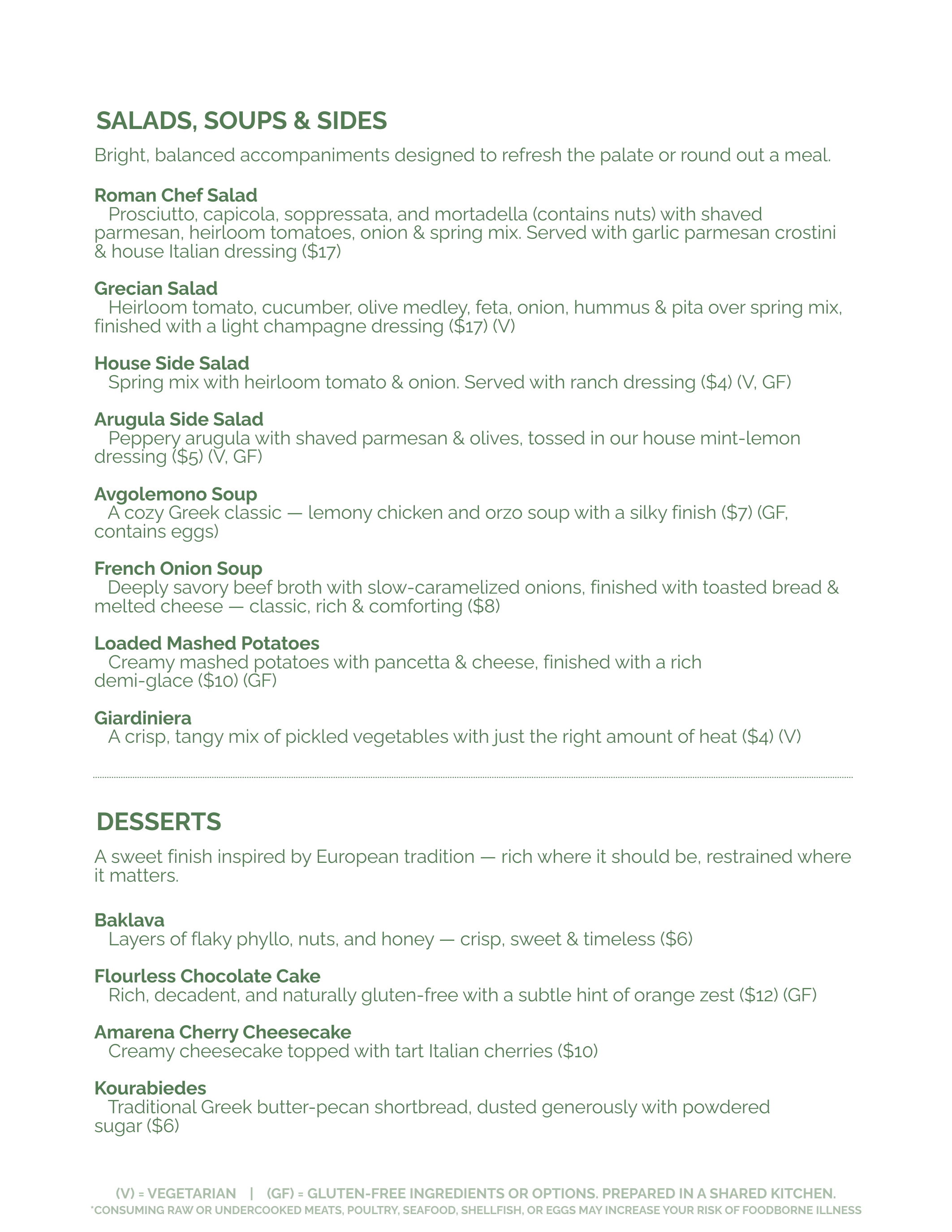 MENU – Hemingway's Underground