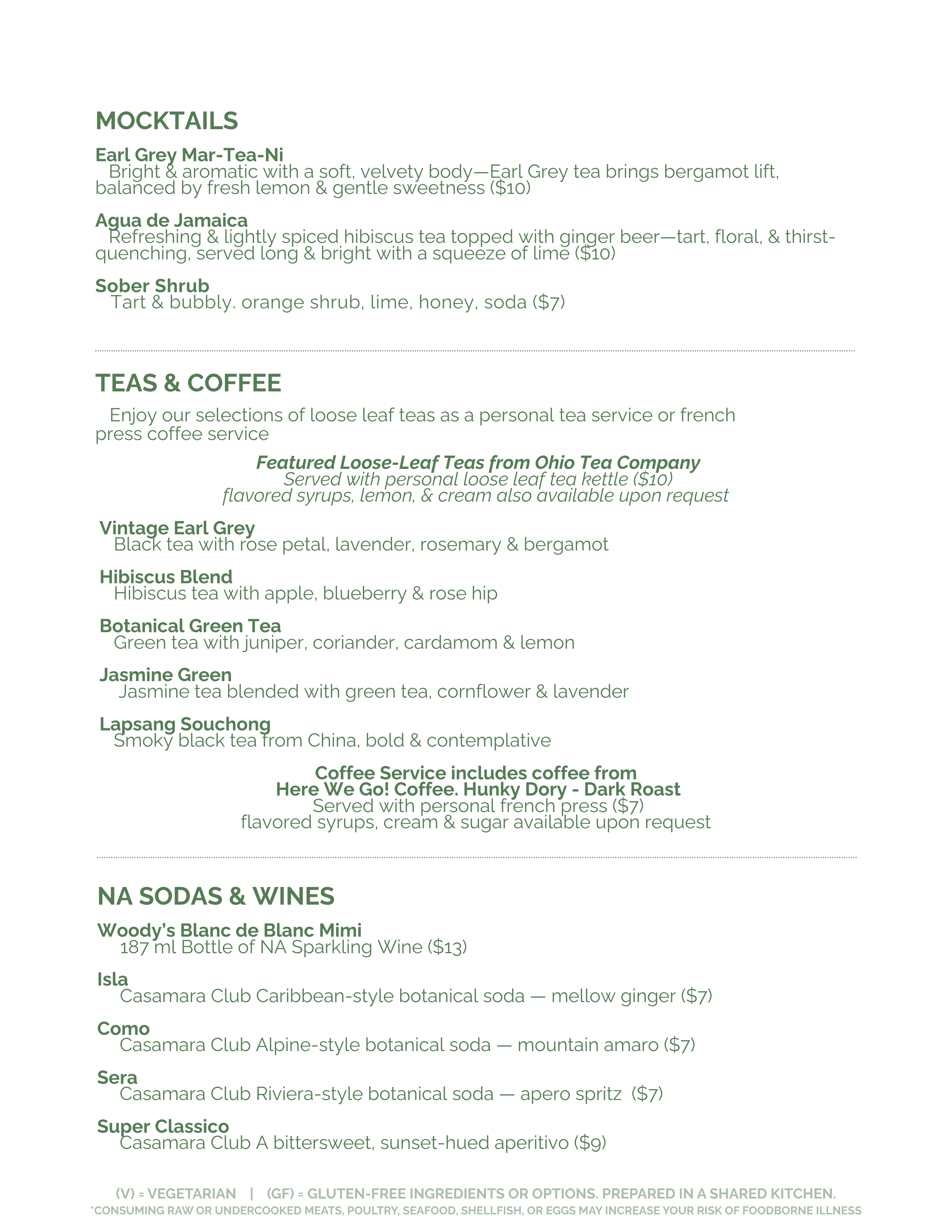 MENU – Hemingway's Underground