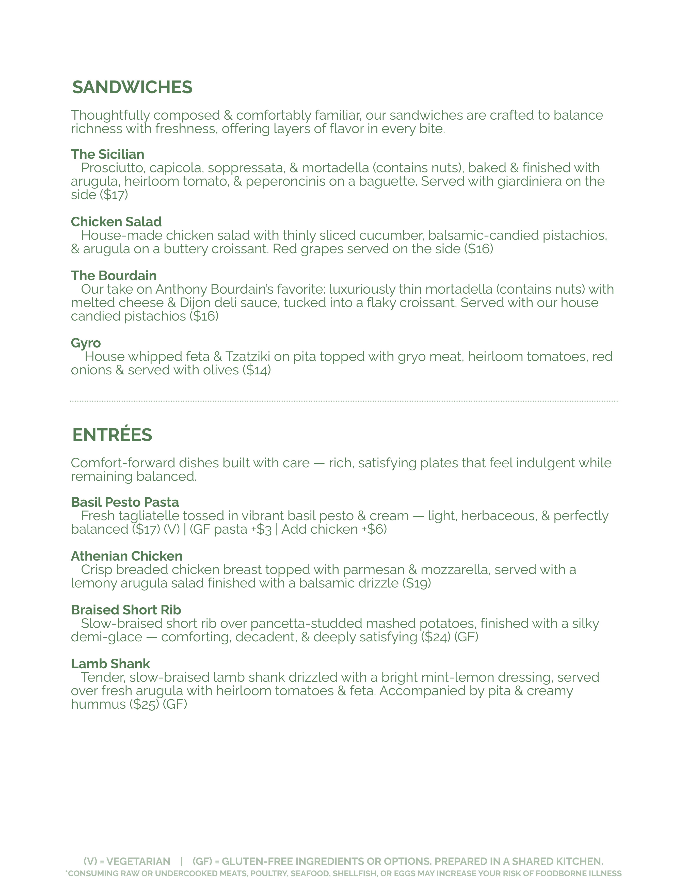 MENU – Hemingway's Underground